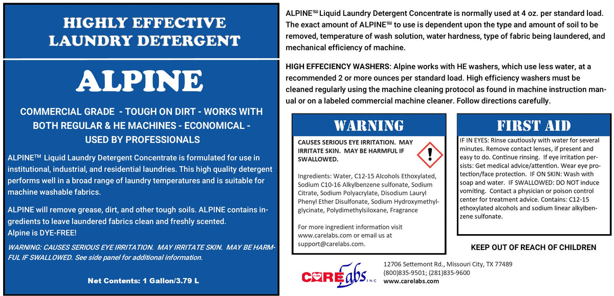 Alpine Liquid Laundry Detergent (HE + Regular Washer Compatible), One ...